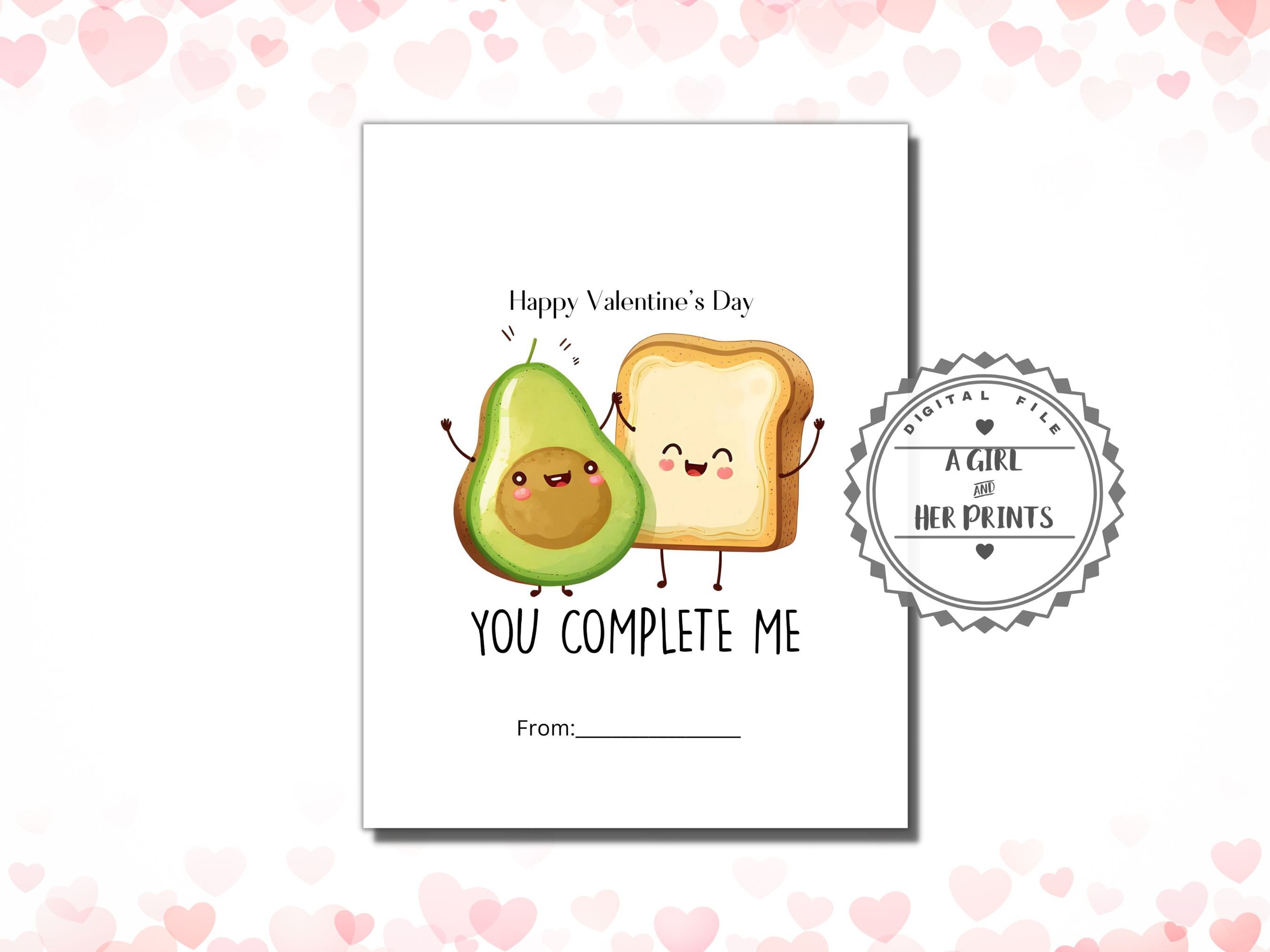 KIDS VALENTINE'S CARDS Cute Classroom Workplace Food Complete Me Peanut ...