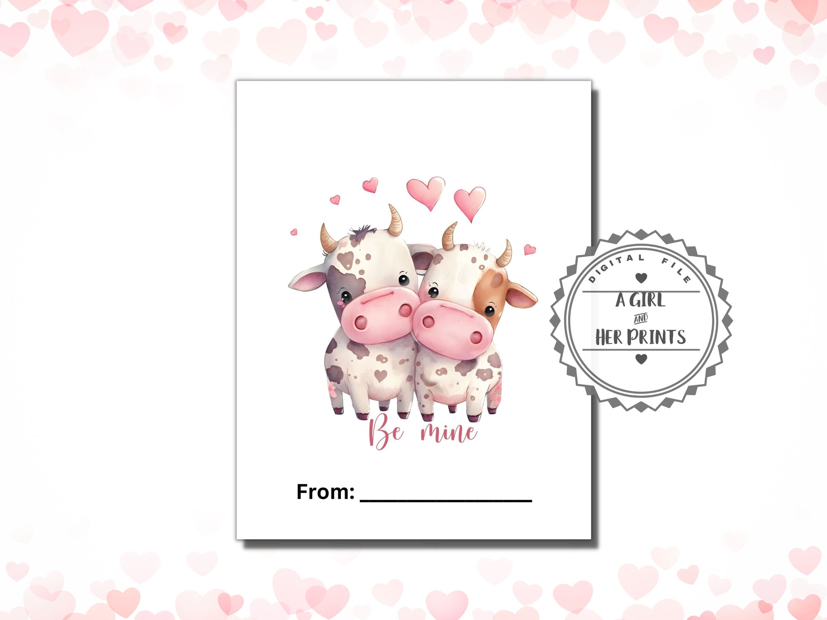 KIDS VALENTINE'S CARDS Cute Classroom Cow Panda Flamingo Bear Owl Lion ...