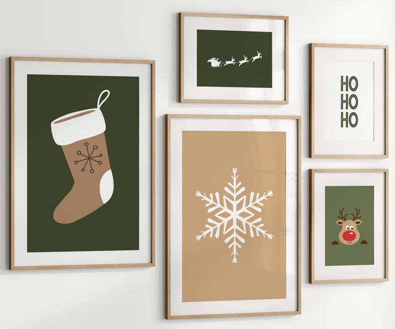 Boho Christmas Wall Art Prints: Modern Holiday Decor (digital Download ...