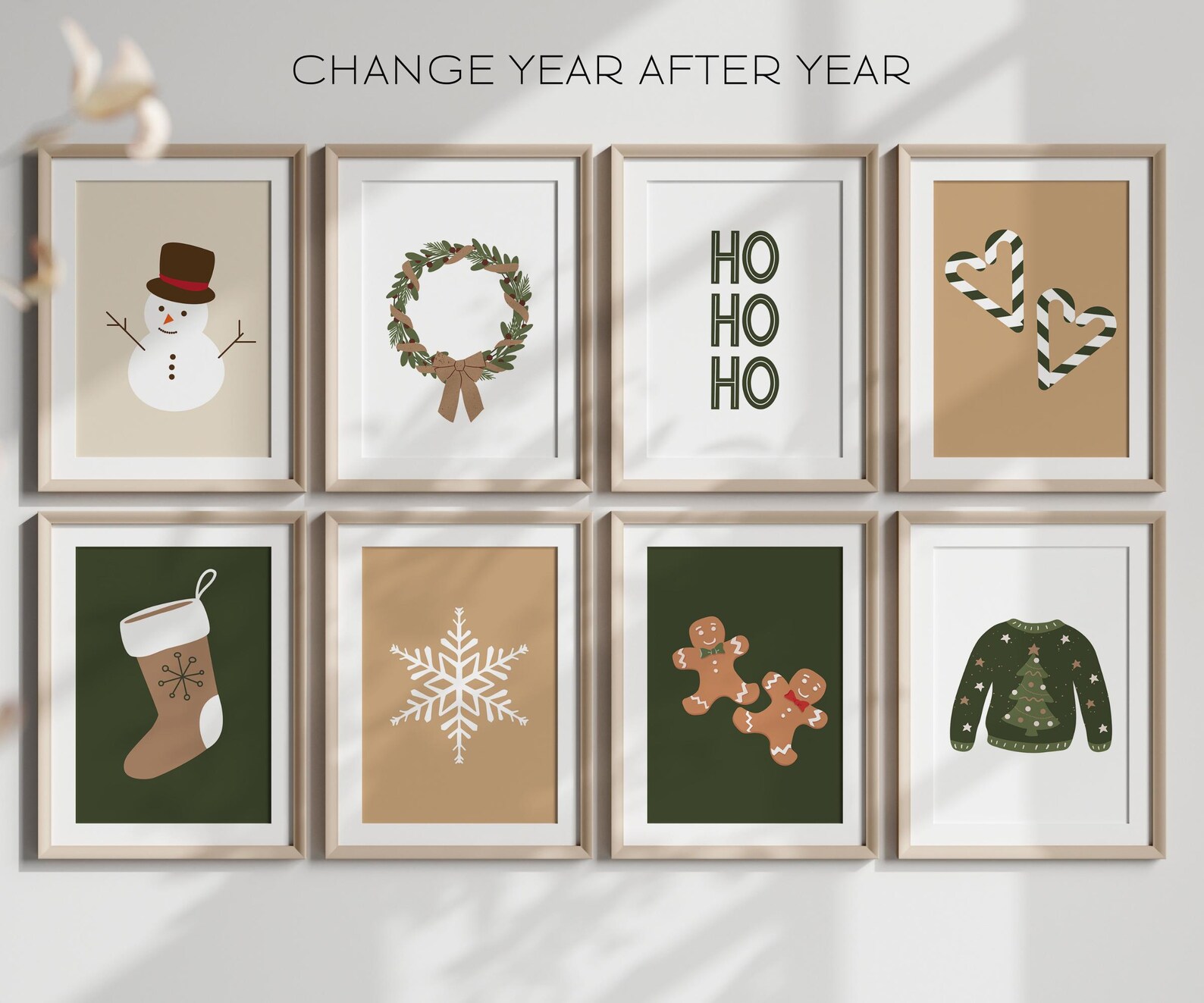 Boho Christmas Wall Art Prints: Modern Holiday Decor (digital Download ...