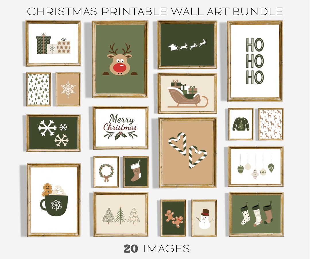 Boho Christmas Wall Art Prints: Modern Holiday Decor (digital Download ...
