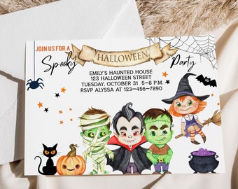Editable Halloween Party Invitation Halloween Birthday Invitation Kids ...