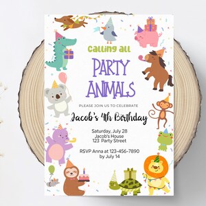 Editable Party Animal Birthday Invitation Template – Customize Your ...