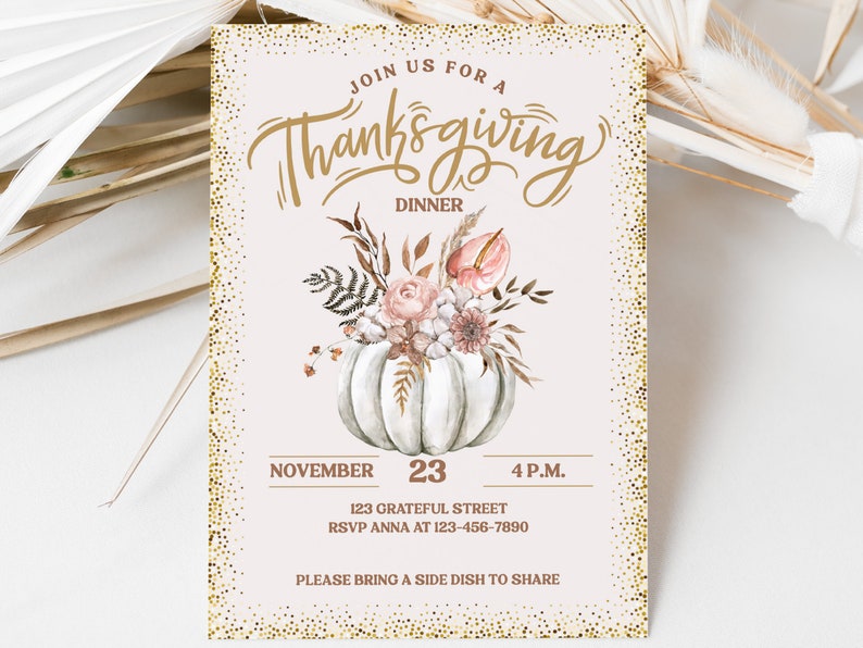 Editable Thanksgiving Dinner Invitation Let's Give Thanks - Etsy