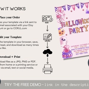 Editable Kids Halloween Costume Party Invitation Printable Template ...