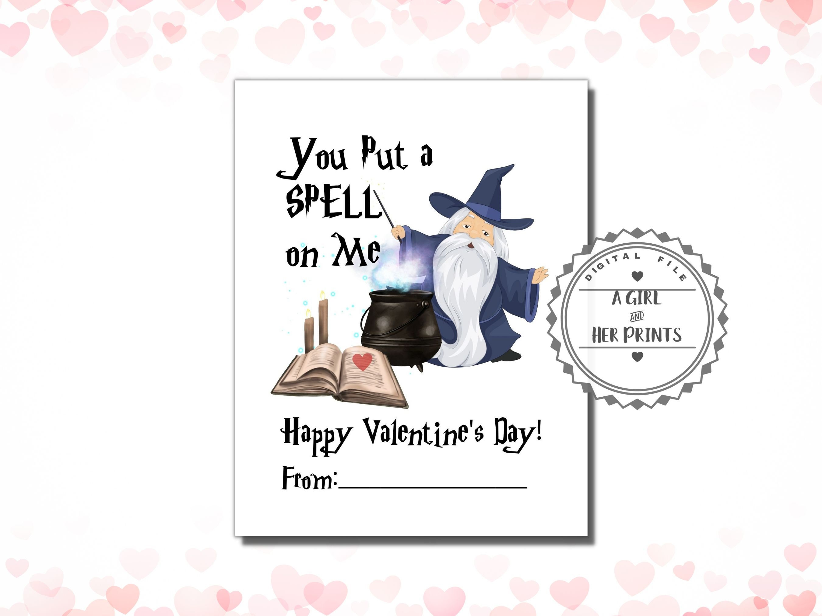 KIDS VALENTINE'S CARDS Classroom Wizard Magic Wands Owls Spells Magical ...