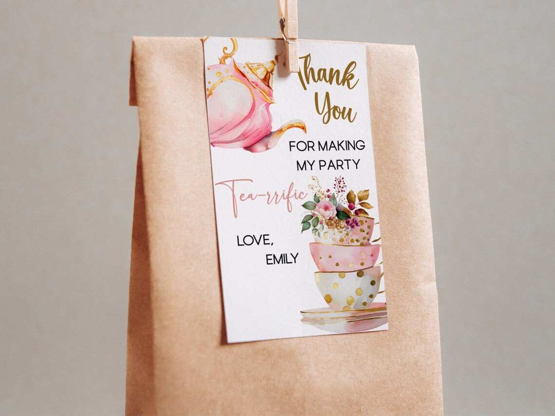 Editable Tea for Two Favor Tags Tea Birthday Thank You Tags Tea-rrific ...
