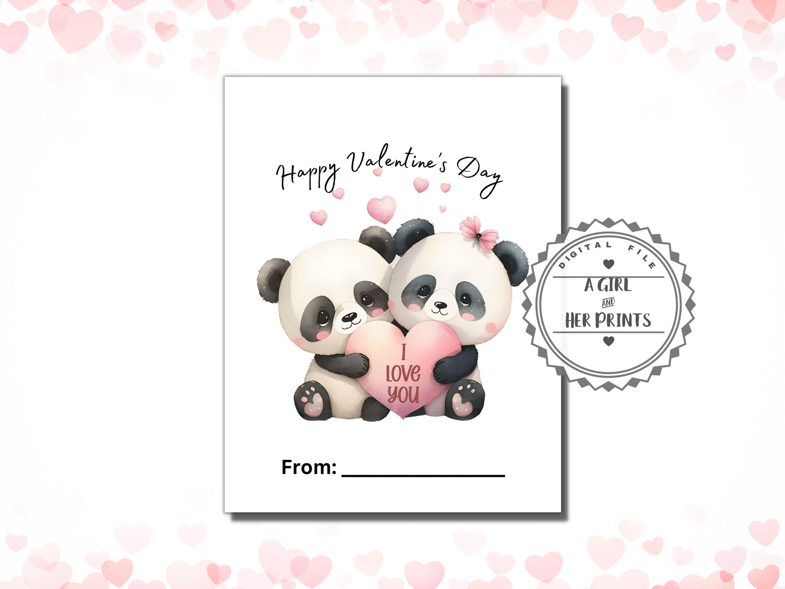 KIDS VALENTINE'S CARDS Cute Classroom Cow Panda Flamingo Bear Owl Lion ...