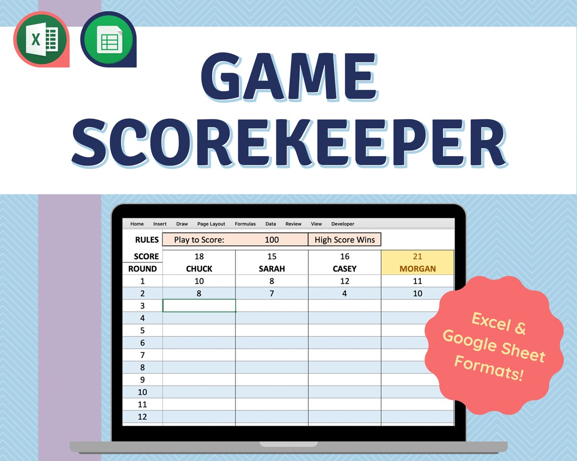 Excel + Google Sheets | Game Scorekeeper | Score Calculator - Etsy