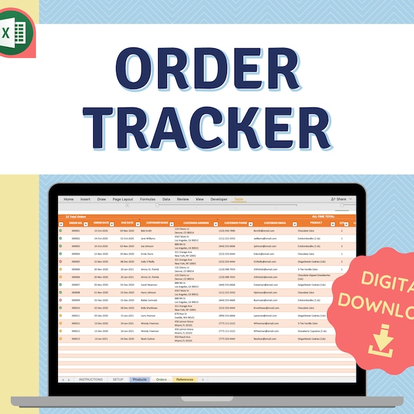 Order Tracking Spreadsheet Excel - Etsy