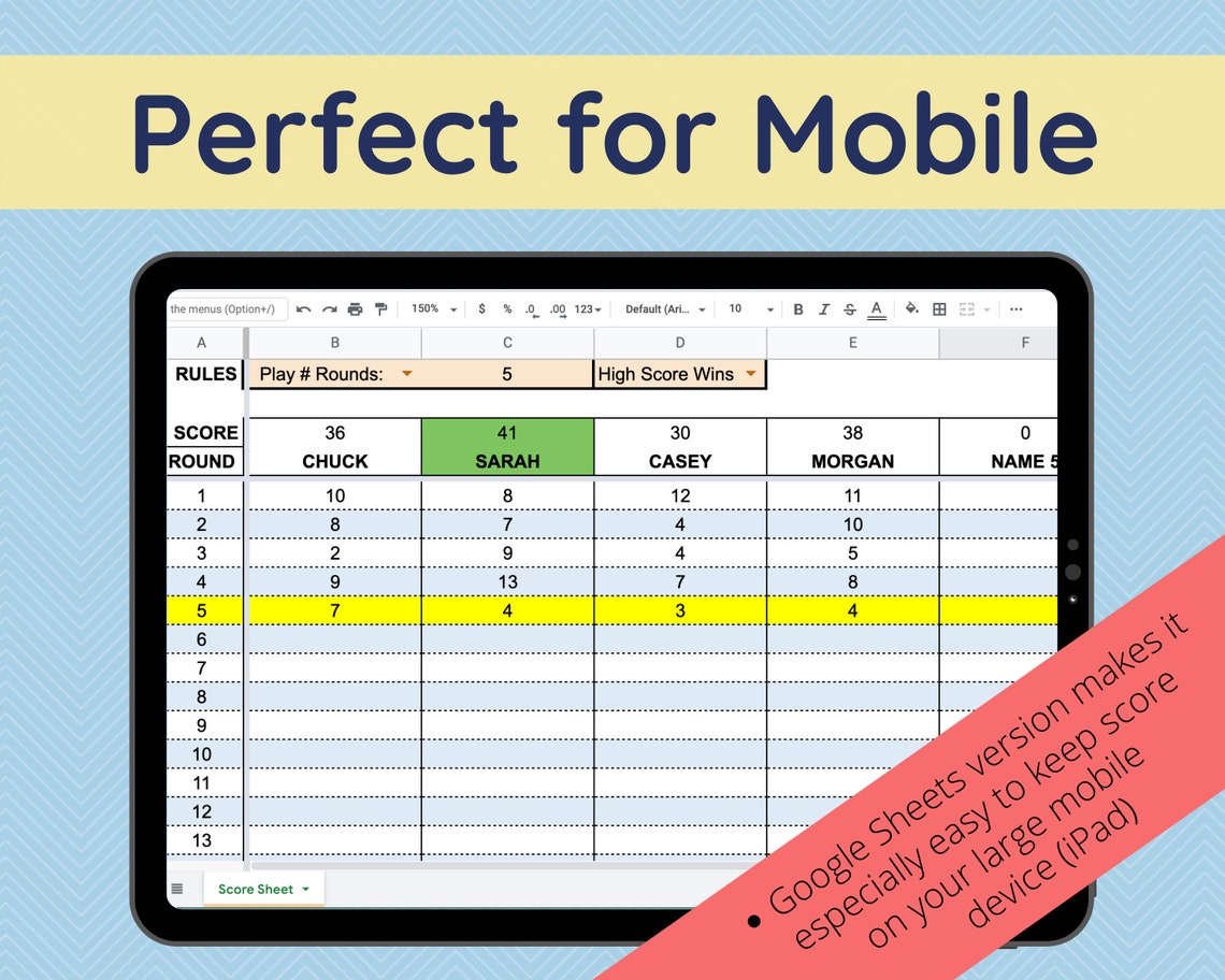 Excel + Google Sheets | Game Scorekeeper | Score Calculator - Etsy