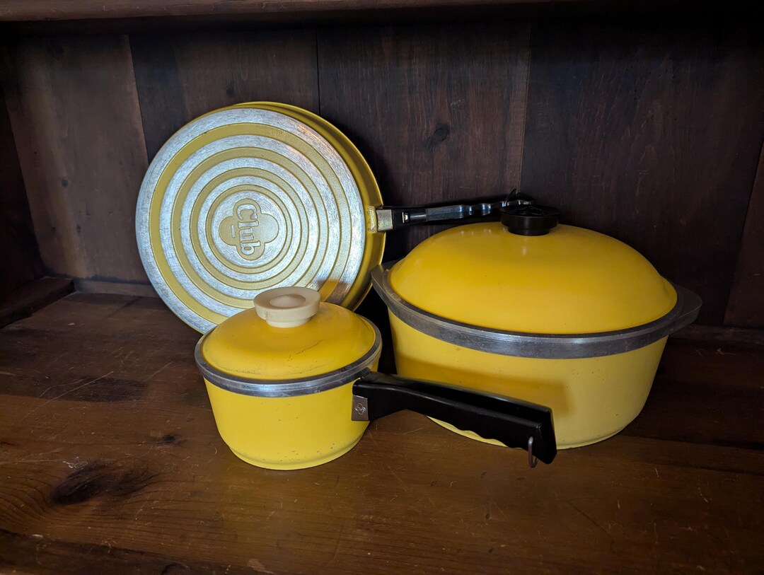 Vintage 1970s Club Cast Aluminum Pots in Yellow - Etsy UK