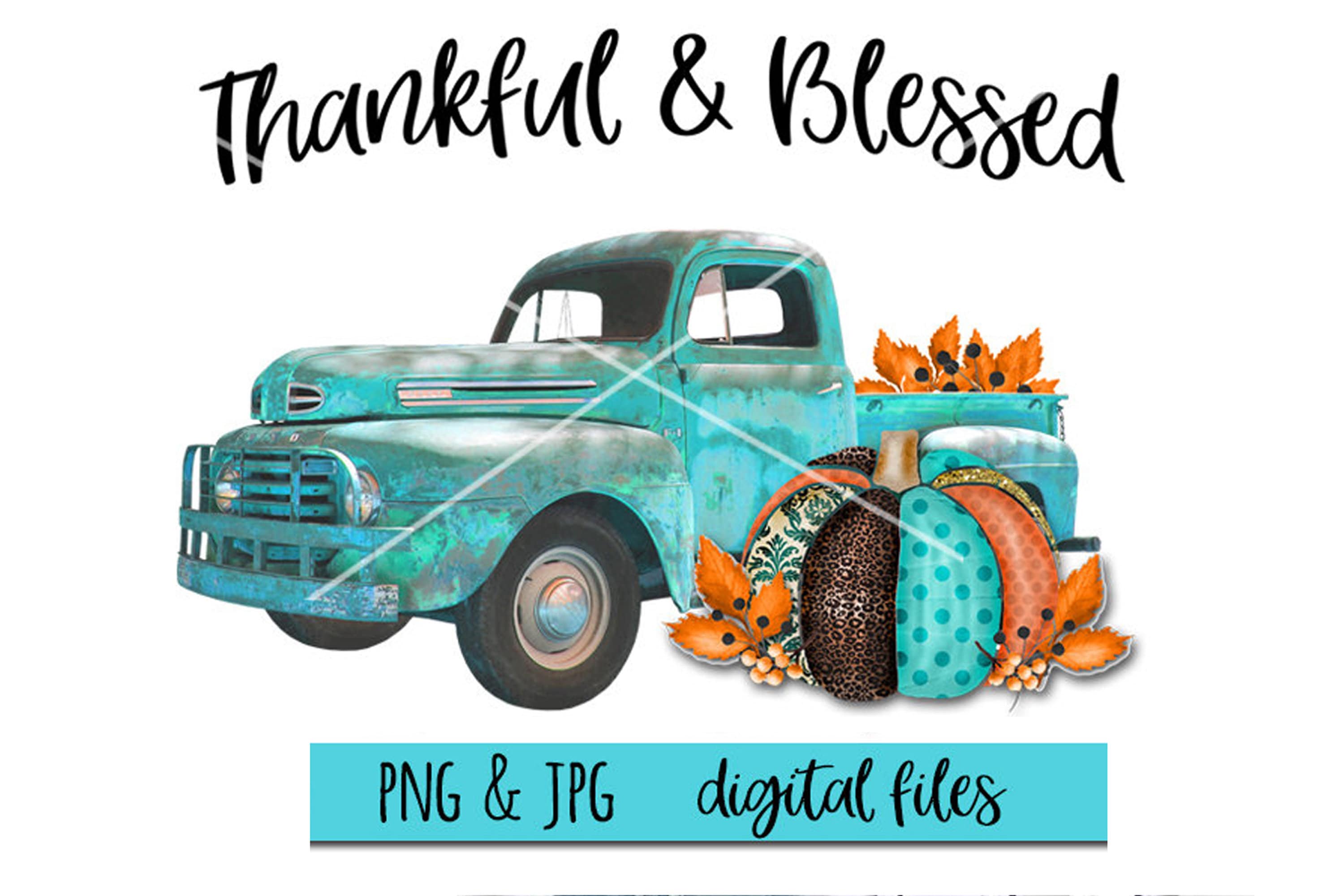 Scrapbooking Happy Fall Buffalo Plaid Turquoise Truck Design INSTANT ...