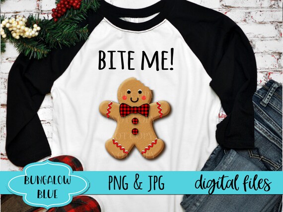 Bite Me Funny Gingerbread Man Christmas Ornament INSTANT | Etsy