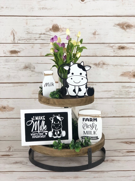 Cow Tiered Tray Decor Milk Tiered Tray Farm Tiered Tray - Etsy
