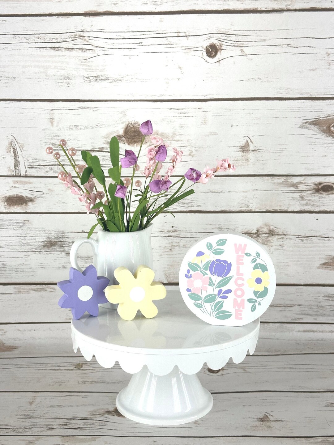Spring Tiered Tray Decor, Welcome Sign, Spring Block, Sprig Tiered Tray ...