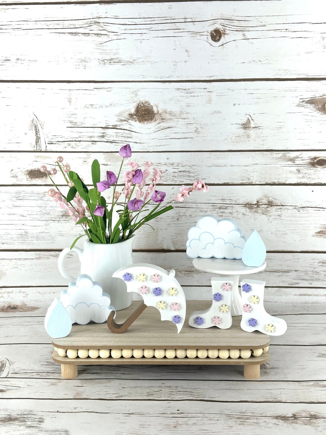 Spring Tiered Tray Decor, Umbrella Decor, Rainboots Decor, Rain Decor ...