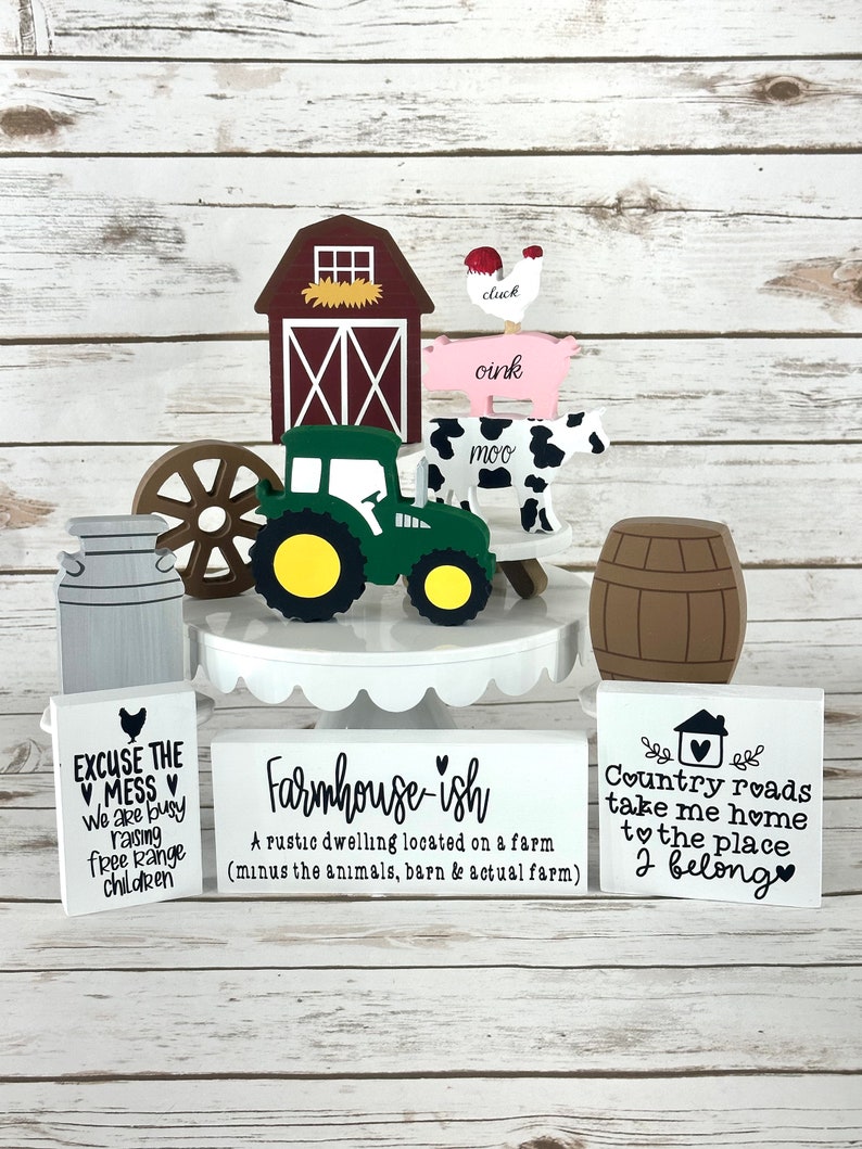 Farm Tiered Tray Decor, Farm Decor, Farmhouse Decor, Wagon Decor, Cow ...