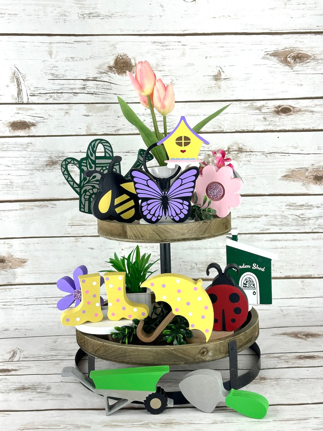 Spring Tiered Tray Decor, Spring Decor, Spring Decorations, Rain Boots ...