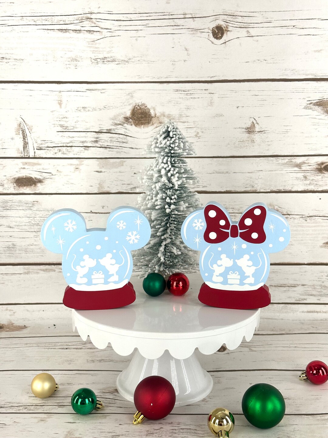 Disney Inspired Christmas Mickey & Minnie Snow Globes Mickey - Etsy