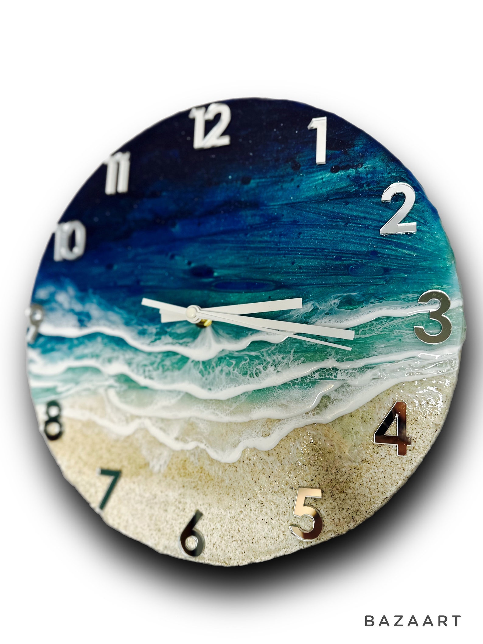 Ocean Resin Clock | 12" Coastal Wall Art With 3D Waves - Etsy