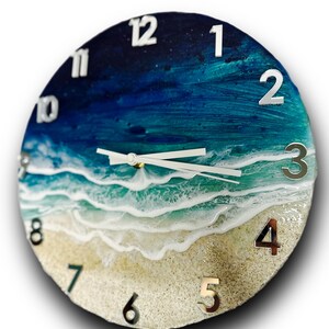 Ocean Resin Clock | 12" Coastal Wall Art With 3D Waves - Etsy