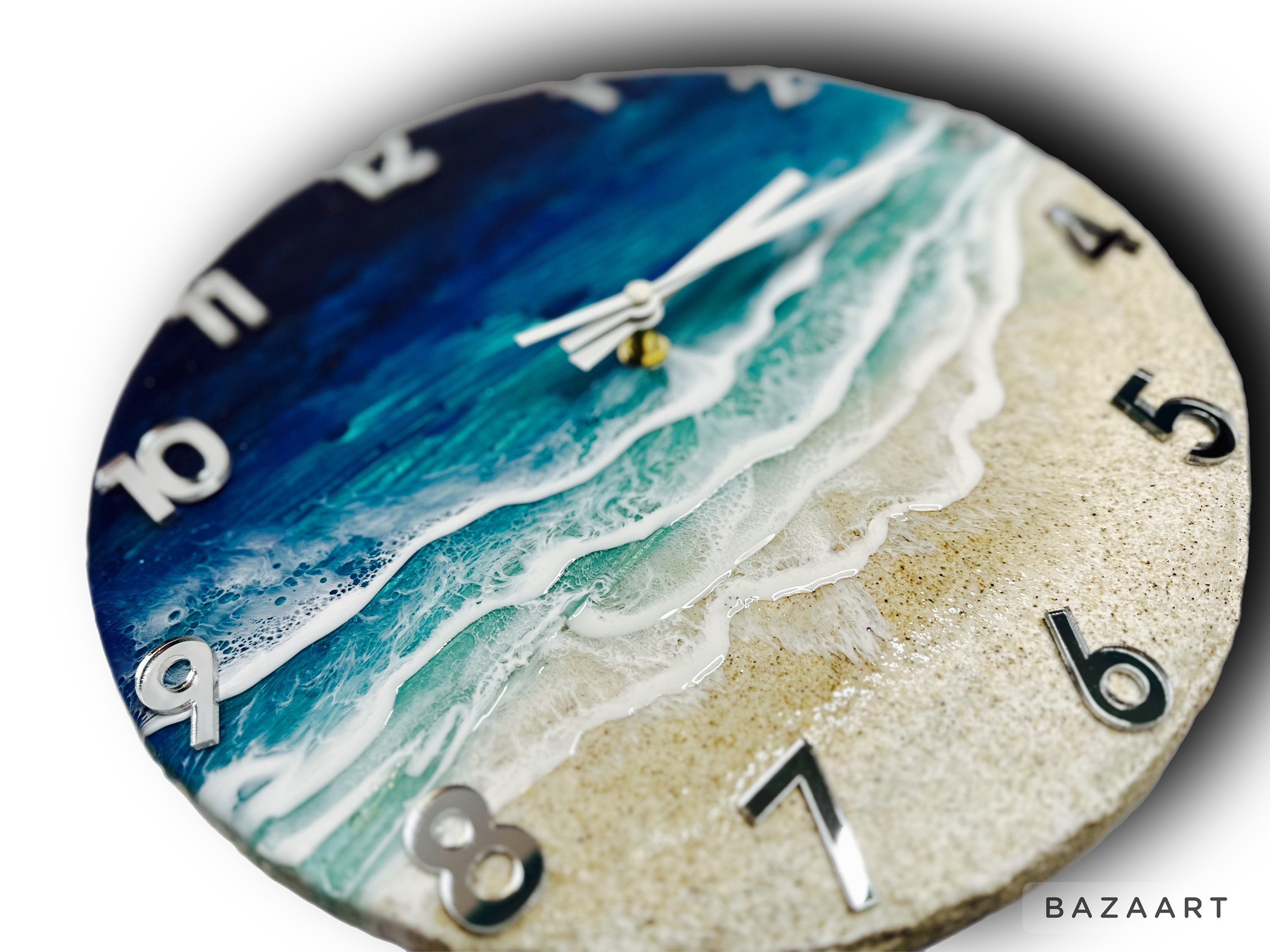Ocean Resin Clock | 12" Coastal Wall Art With 3D Waves - Etsy