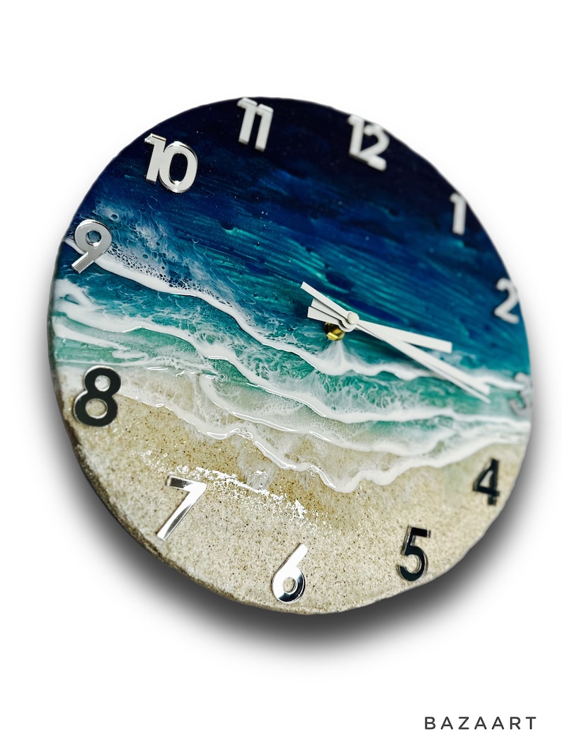 Ocean Resin Clock | 12" Coastal Wall Art With 3D Waves - Etsy
