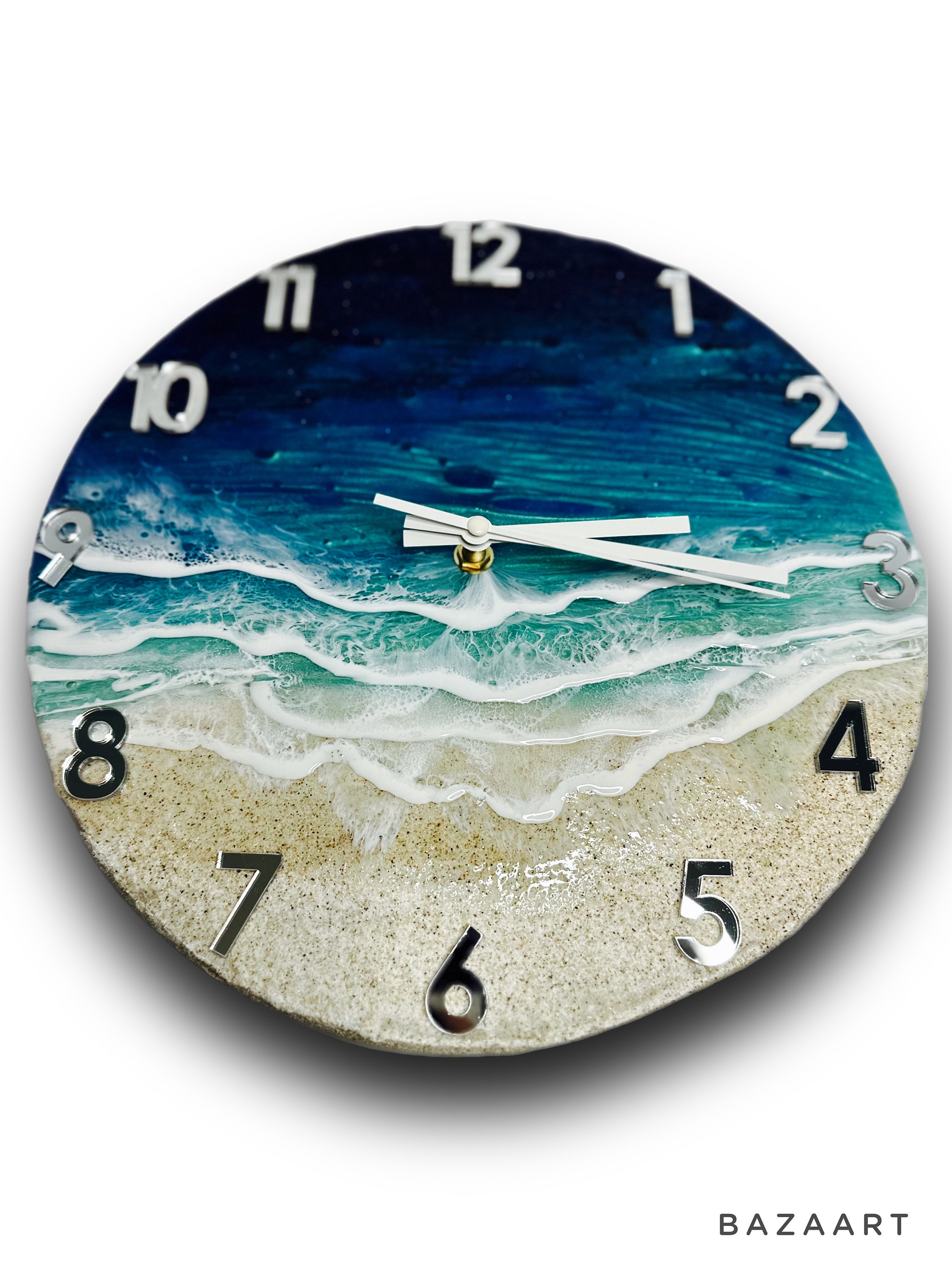Ocean Resin Clock | 12" Coastal Wall Art With 3D Waves - Etsy