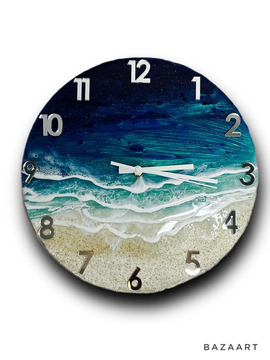Ocean Resin Clock | 12" Coastal Wall Art With 3D Waves - Etsy