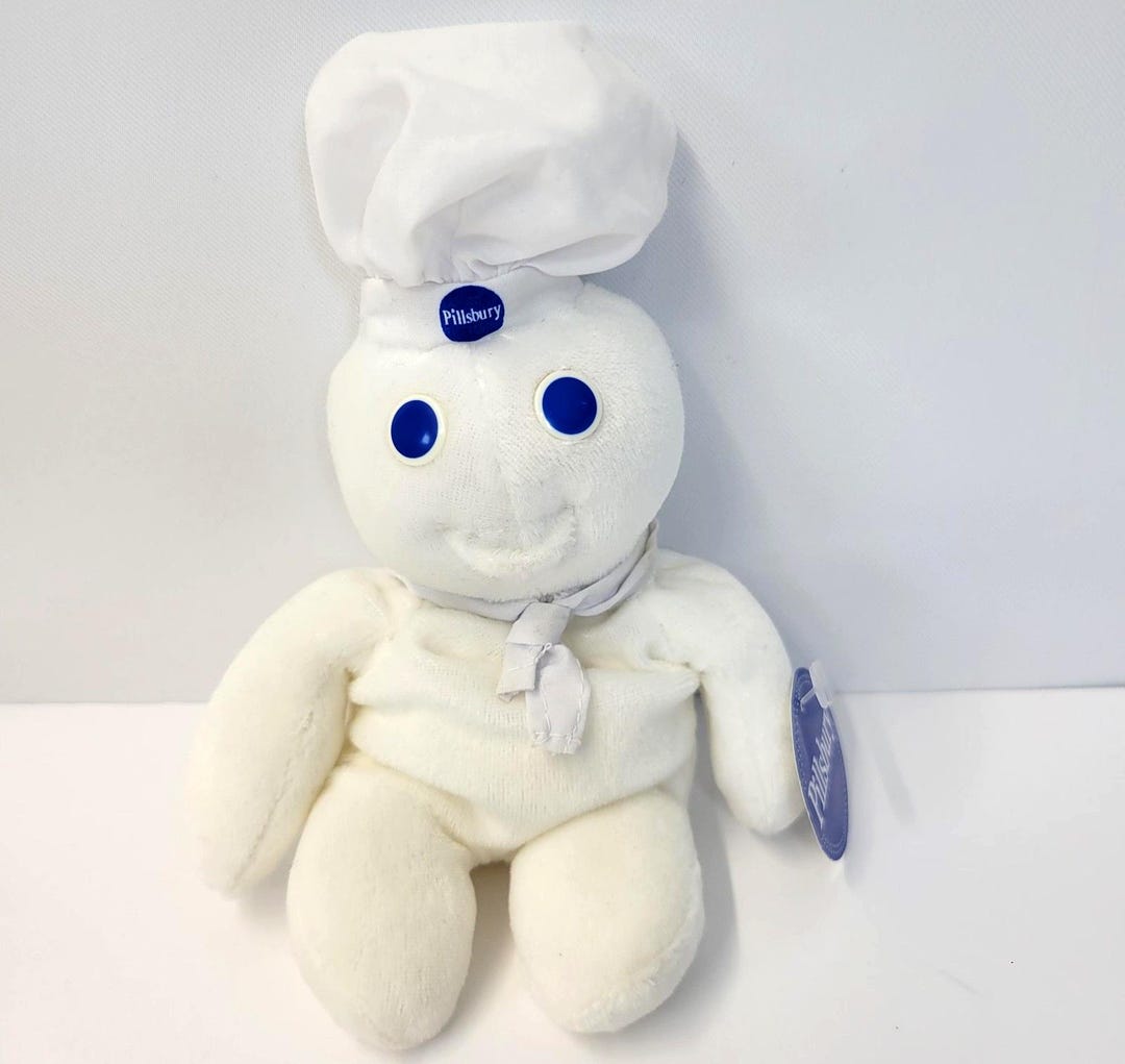 Vintage 1997 Pillsbury Doughboy Plush Stuffed Toy Small White Beanbag ...