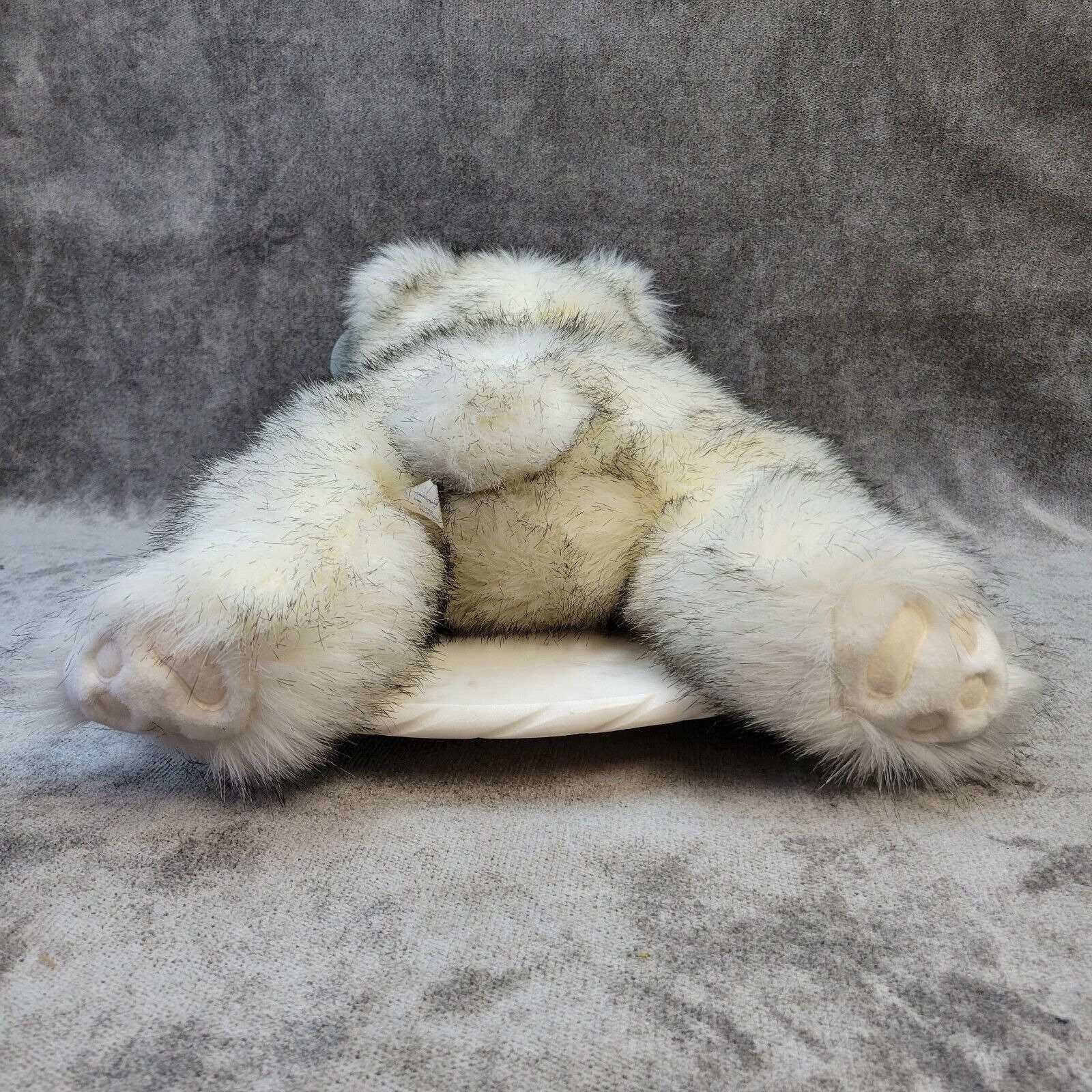 Vintage 1988 MJC Purr-fection Bear Plush White Black Blend Laying Down ...