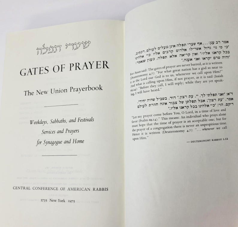 Gates of Prayer Book: CCAR, Reform Jewish Liturgy Book - Etsy