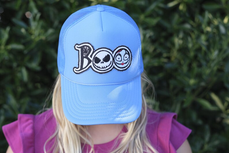 Jack and Sally 'boo' Trucker Hat • Disney Halloween Cap - Etsy