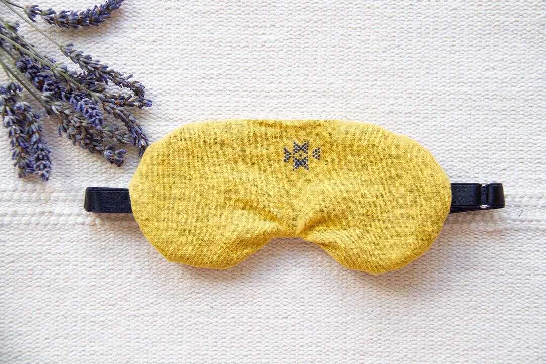 Yellow Organic Cotton Blackout Sleep Mask | 100% Organic Handloom Khadi ...