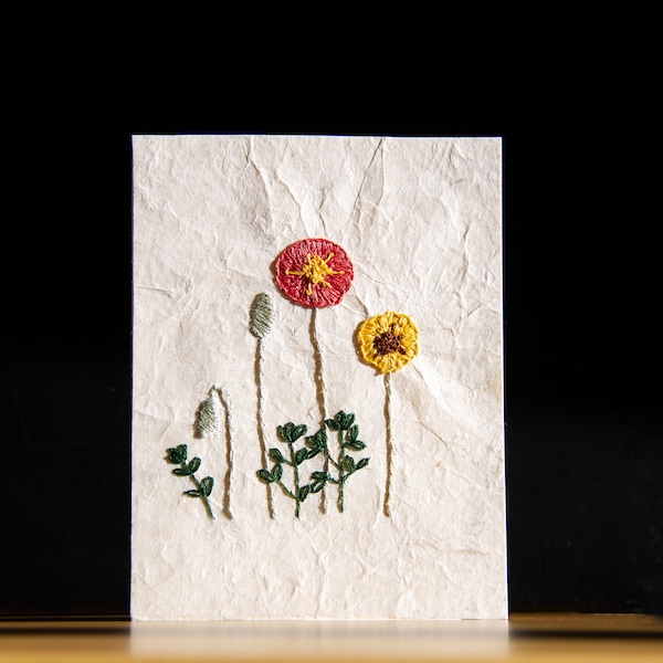 Embroidered Card - Etsy