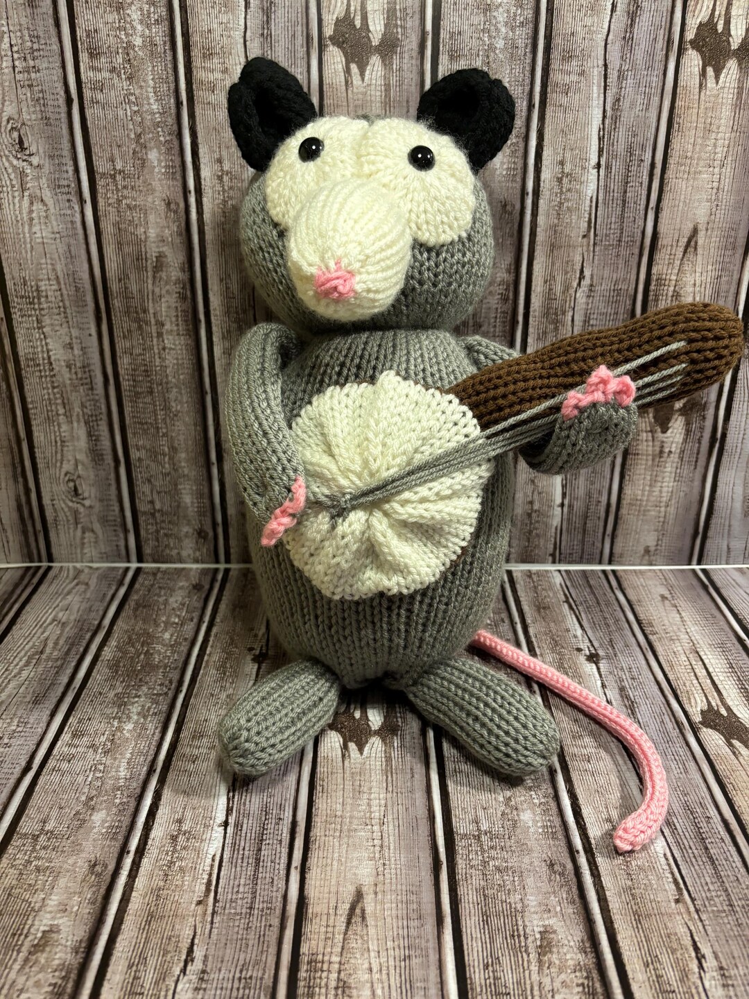 Handmade Knit Stuffed Possum With Banjo Unique Plush Toy - Etsy