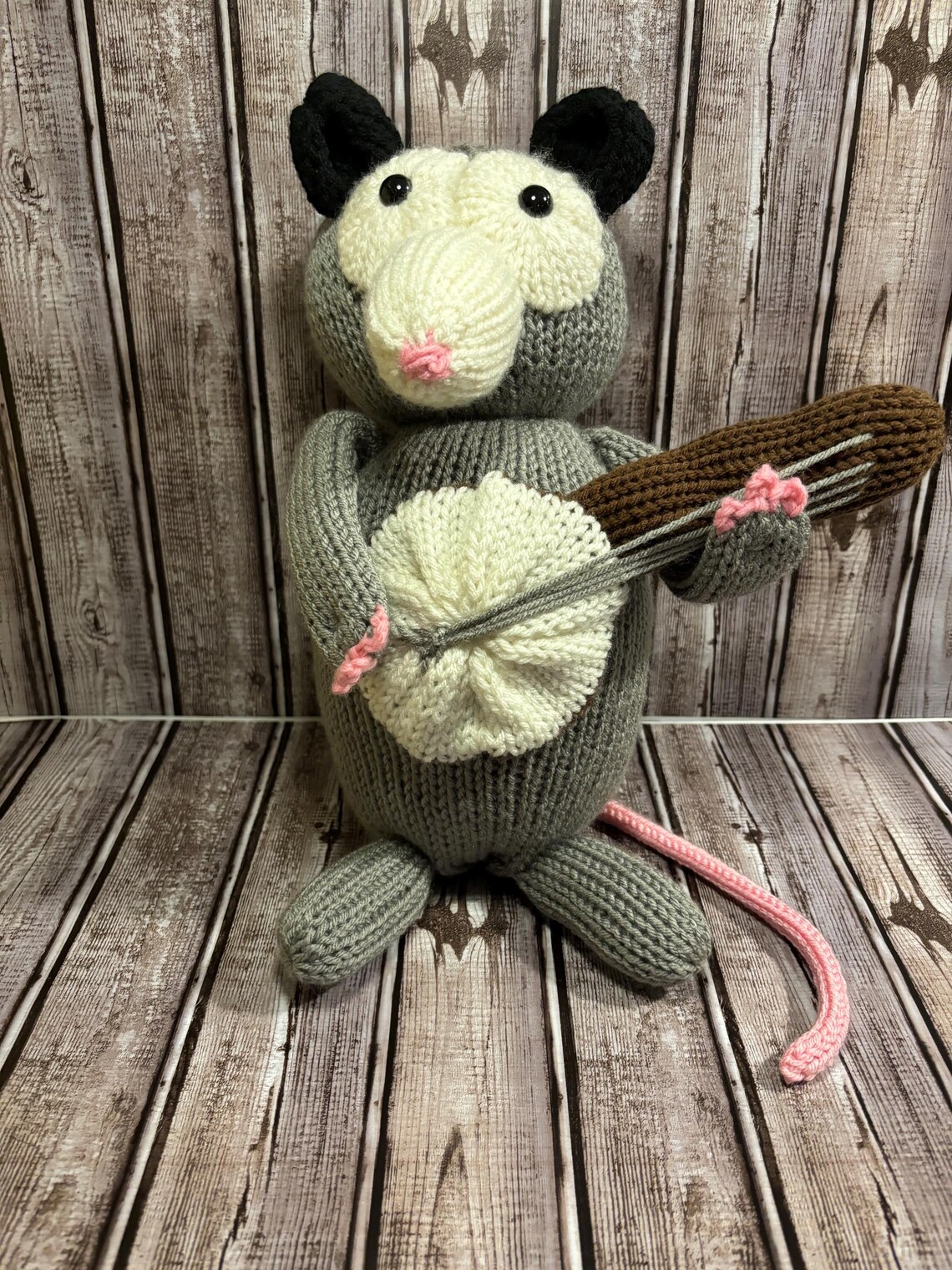 Handmade Knit Stuffed Possum With Banjo Unique Plush Toy - Etsy