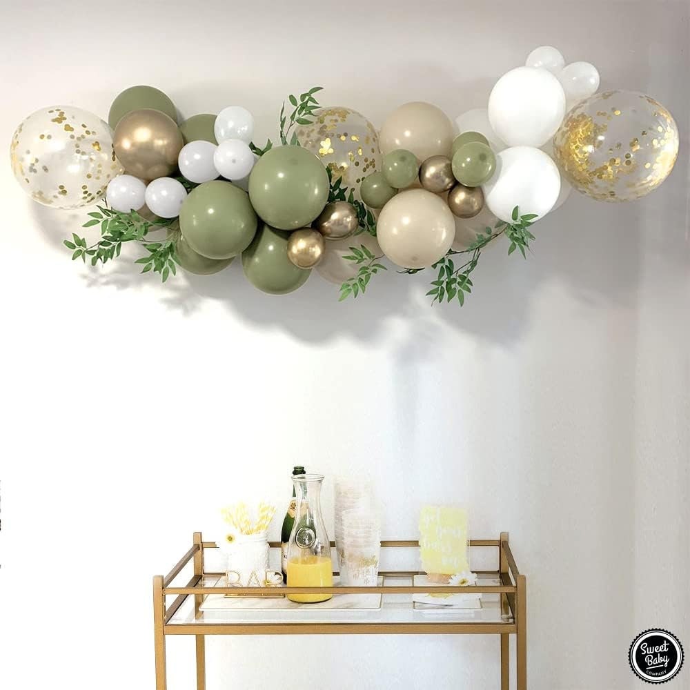 Sage Green Balloon Garland Arch Kit in Matte Sage Taupe Gold Metallic ...