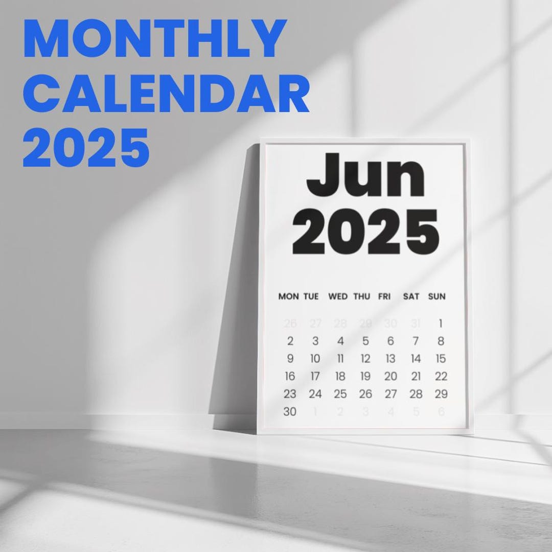 Printable Calendar 2025 Black&white A4 A3 Monthly Planner 2025 Portrait ...