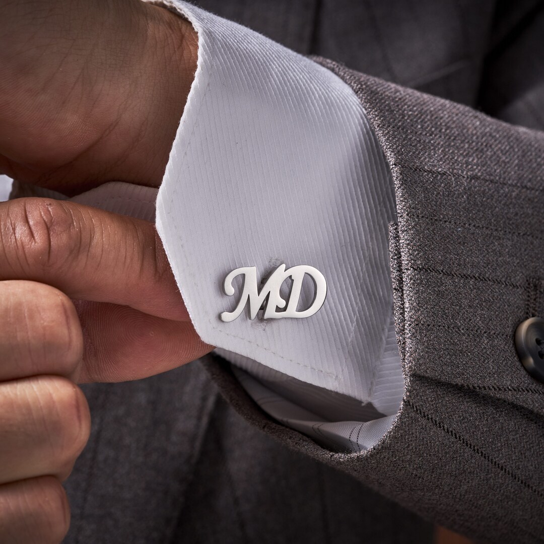 Sterling Silver Initial Cufflinks - Personalized Name Cufflinks - Groom ...