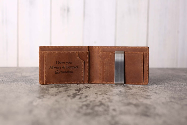 Mens Leather Money Clip Personalized, Slim Wallet With Money Clip ...