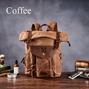 Waxed Canvas Backpack Waterproof Camping Backpack Handmade Hiking ...