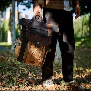Waxed Canvas Backpack Waterproof Camping Backpack Handmade Hiking ...
