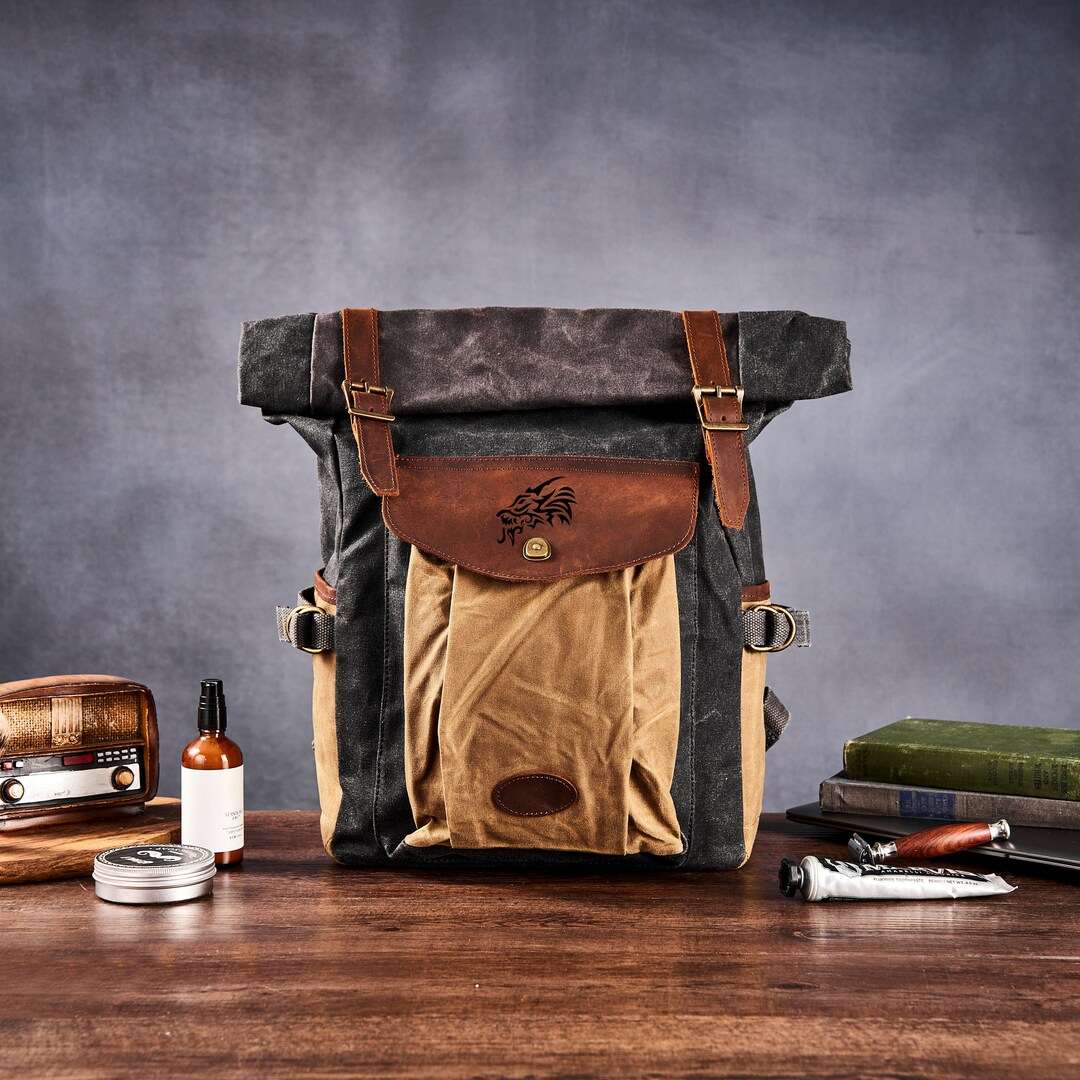 Waxed Canvas Backpack Waterproof Camping Backpack Handmade Hiking ...