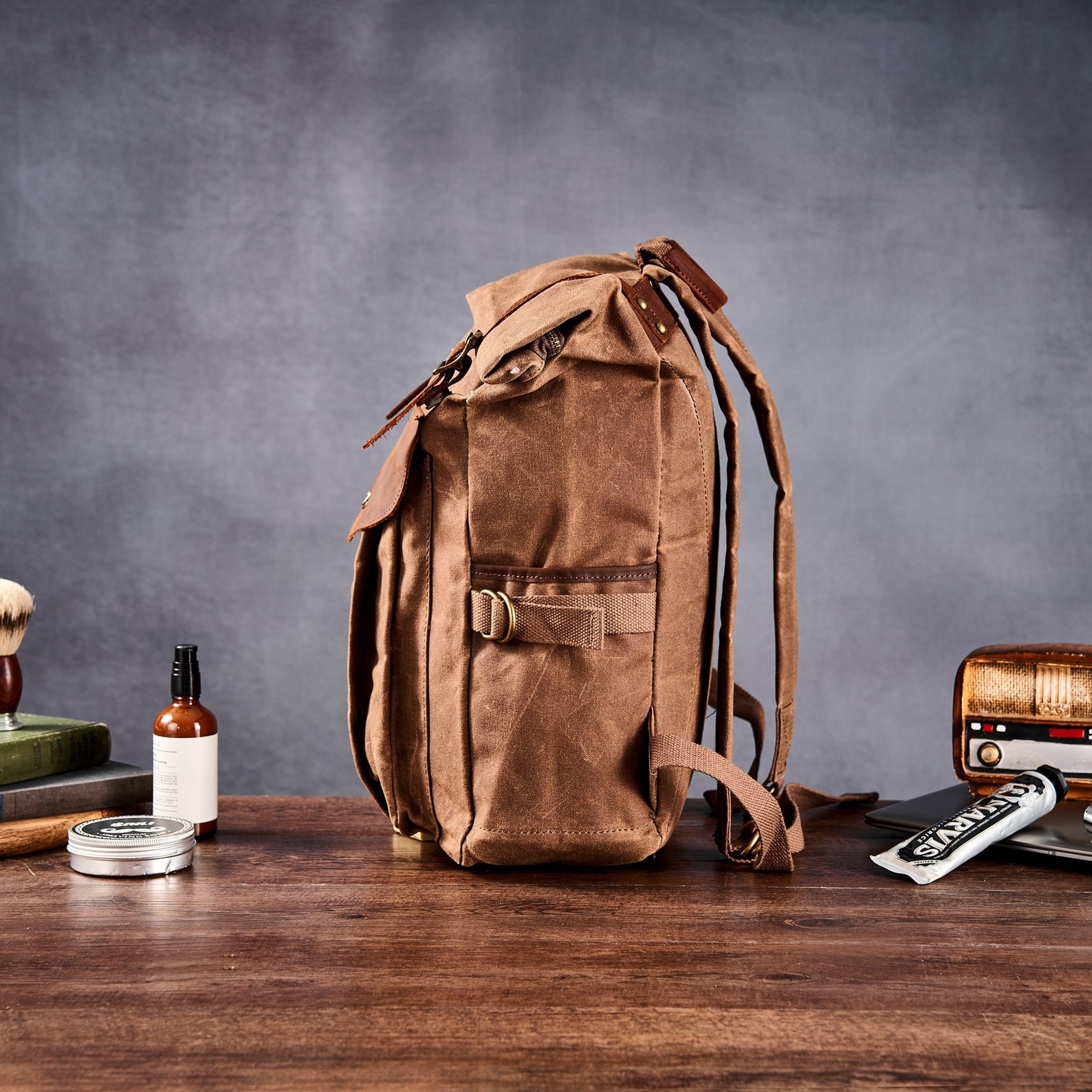 Waxed Canvas Backpack Waterproof Camping Backpack Handmade Hiking ...