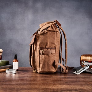 Waxed Canvas Backpack Waterproof Camping Backpack Handmade Hiking ...