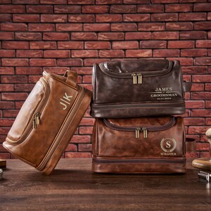 Personalized Mens Leather Toiletry Bag Groomsmen Gifts, Dopp Kit Mens ...