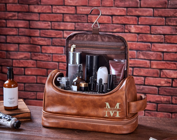 Personalized Shaving Kit Groomsmen Toiletry Bag Leather Dopp Kit ...