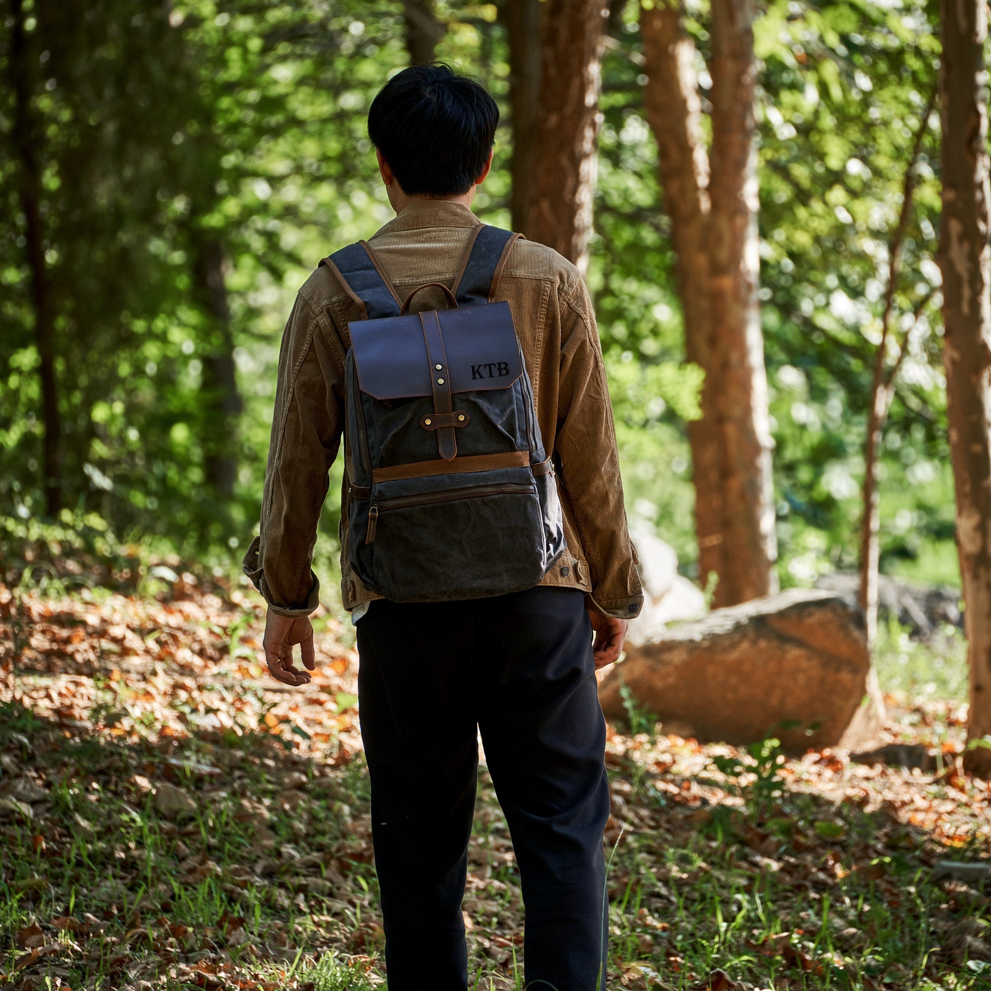 Handmade Waxed Canvas Backpack, Waterproof Camping Bag, Personalized ...